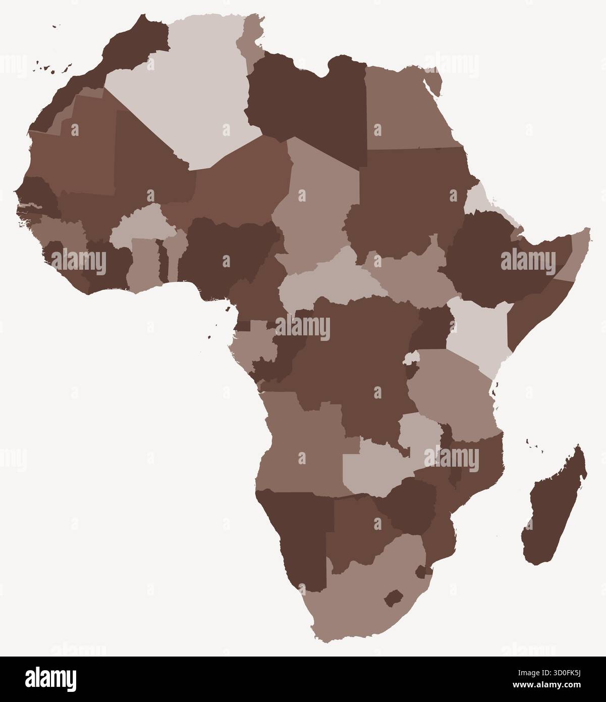 Map of Africa with countries. Just a simple continent border map with ...