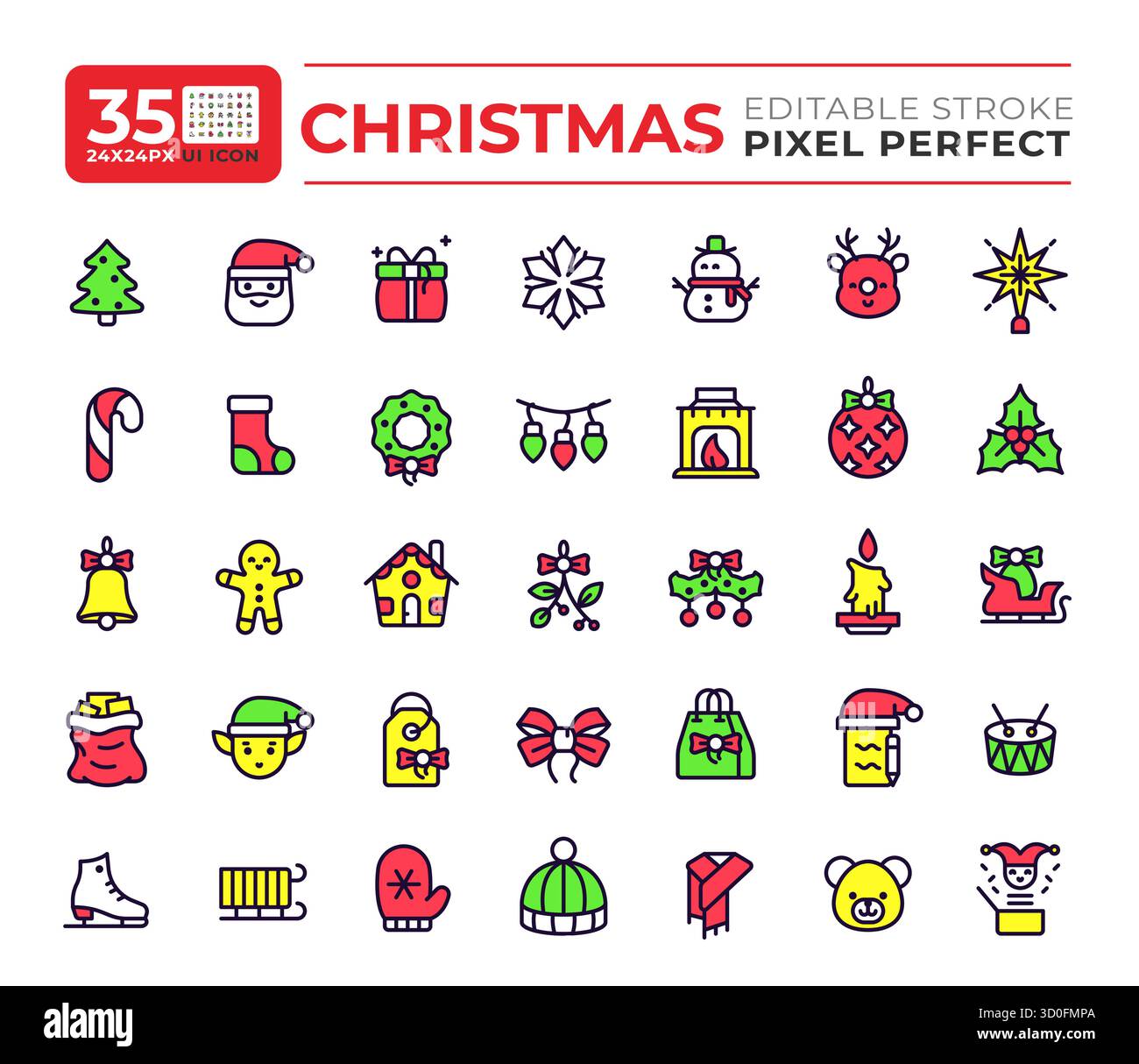 Christmas holiday multicolor ui icons set Stock Vector Image & Art - Alamy