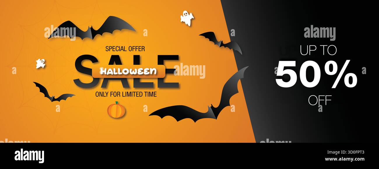 Halloween sale bats pumpkin Stock Vector Images - Alamy