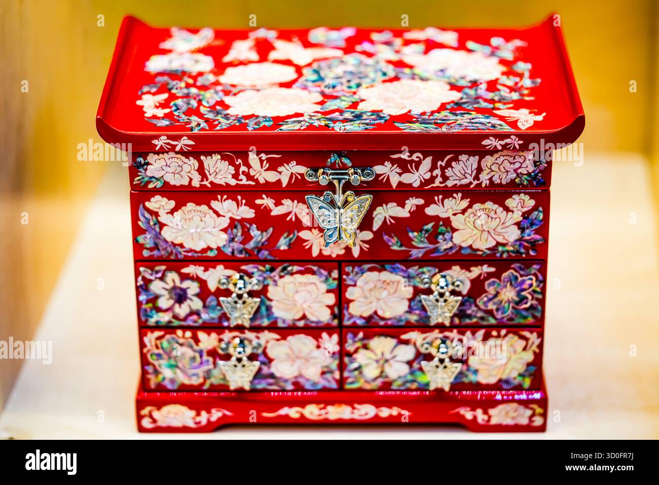 Traditional Korean wooden Jewerly box with a pattern. Colorful ...