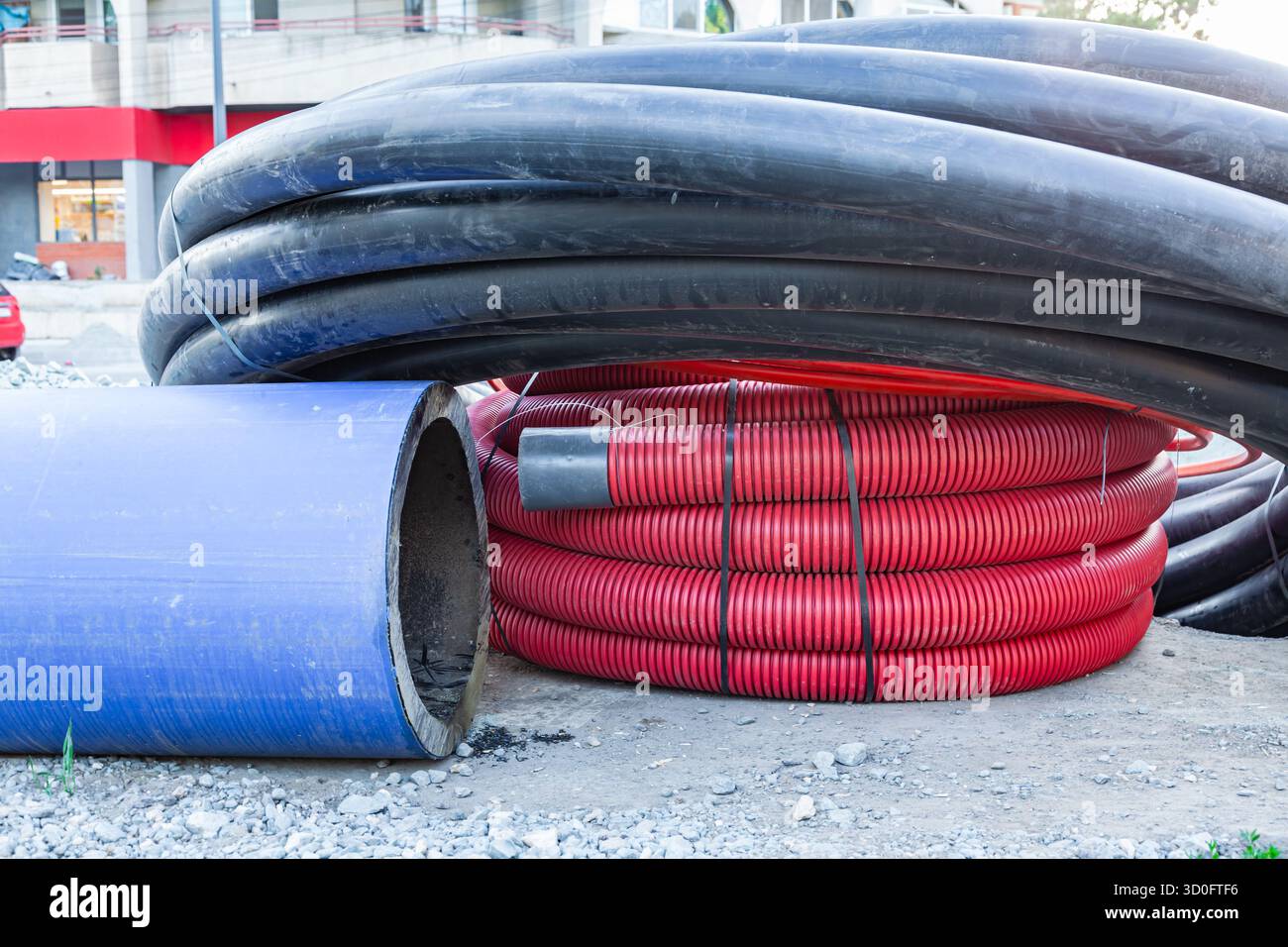 Repair and replacement of new plastic pipes of different sizes Stock ...