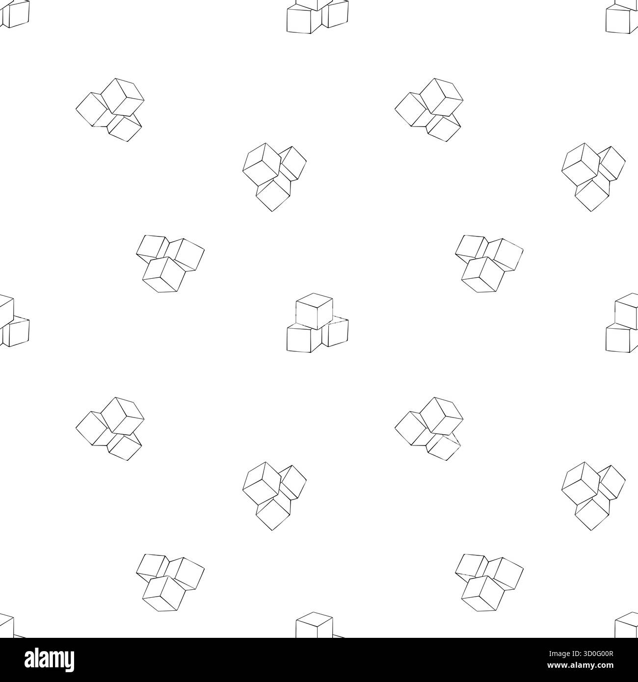 Vector Seamless pattern of baby toys. Outline pyramid of cubes. Cute ...