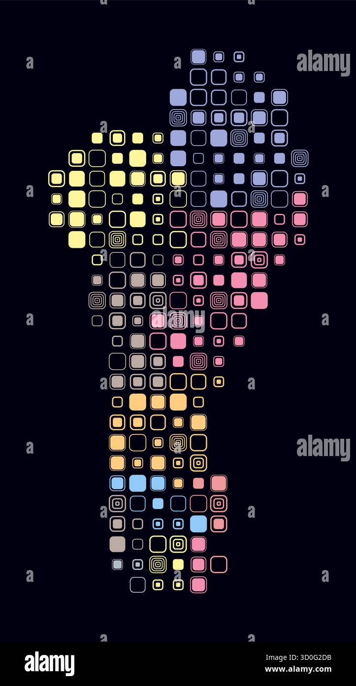 Benin, shape of the country built of colored cells. Digital style map ...