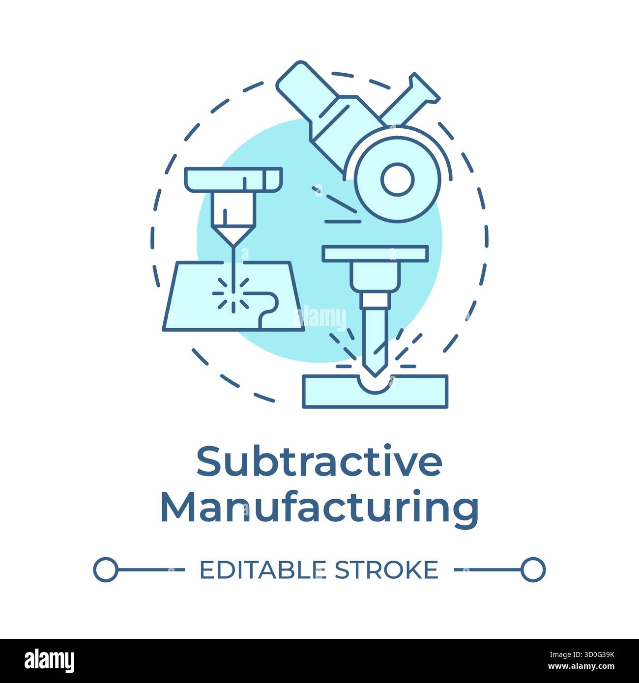 Subtractive manufacturing soft blue concept icon Stock Vector Image ...