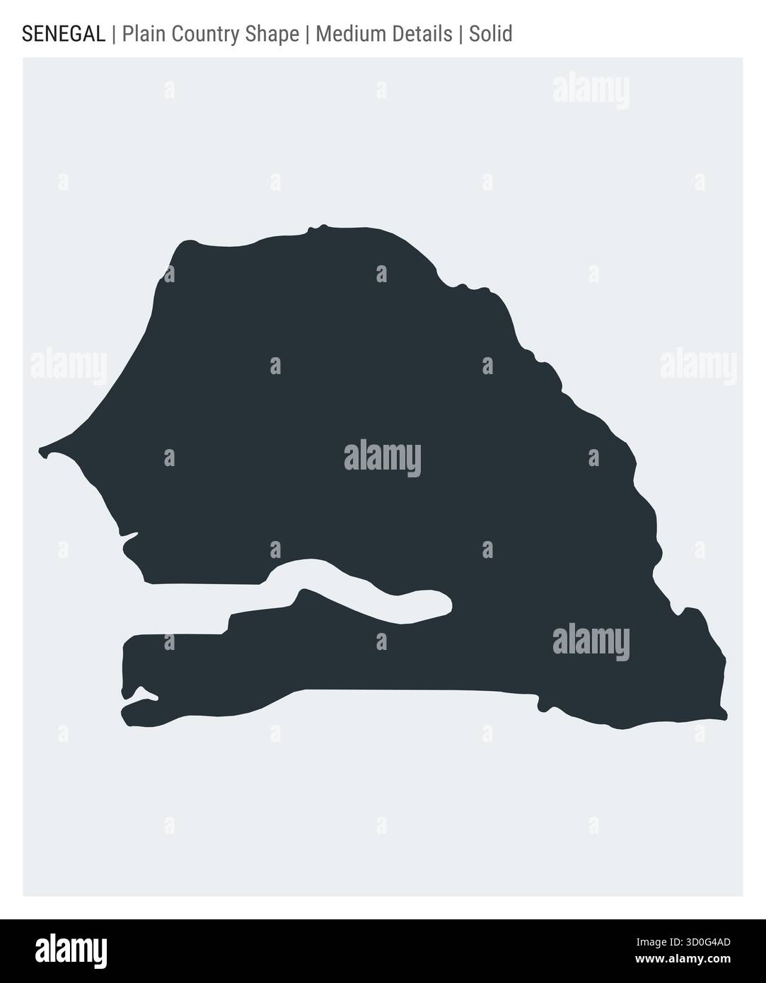 Senegal plain country map. Medium Details. Solid style. Shape of ...