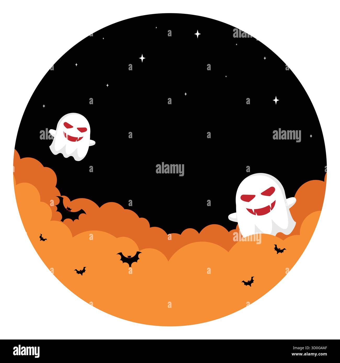 Creepy Bats And Ghosts Fly Over Halloween Night Stock Vector Image ...