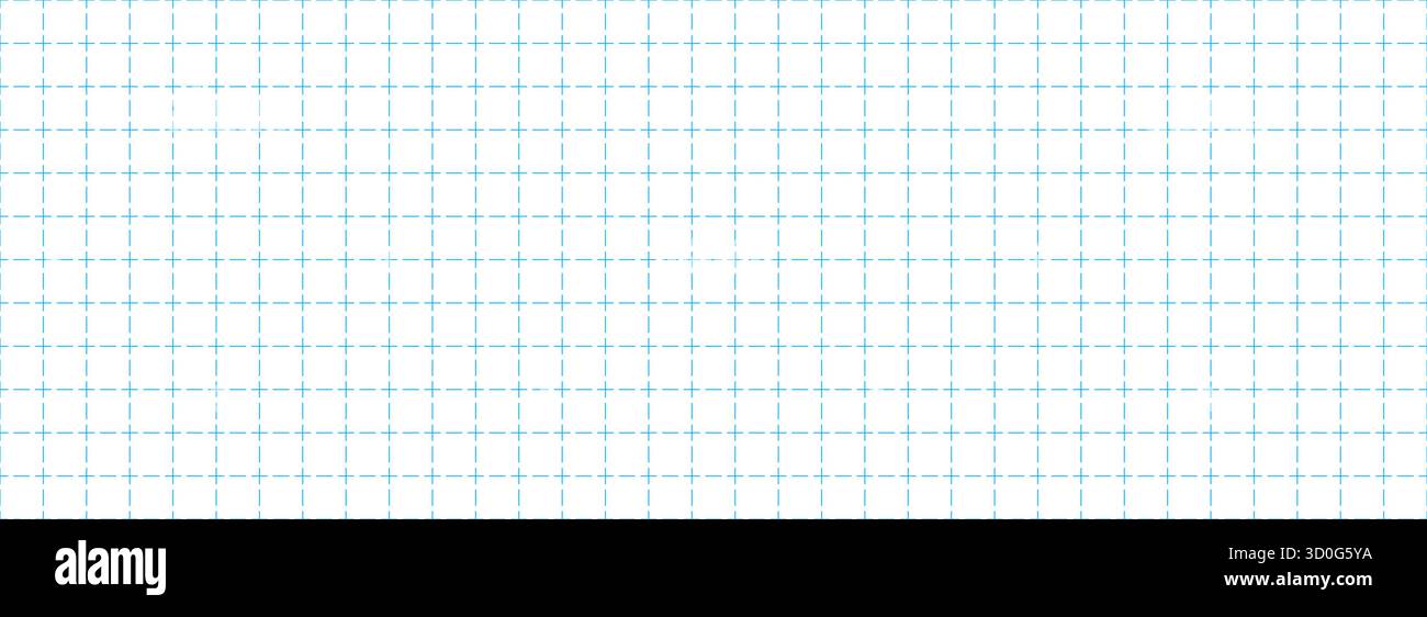 Planer page with dashed square grid. Seamless blue checkered paper pattern. Simple cross dash ...