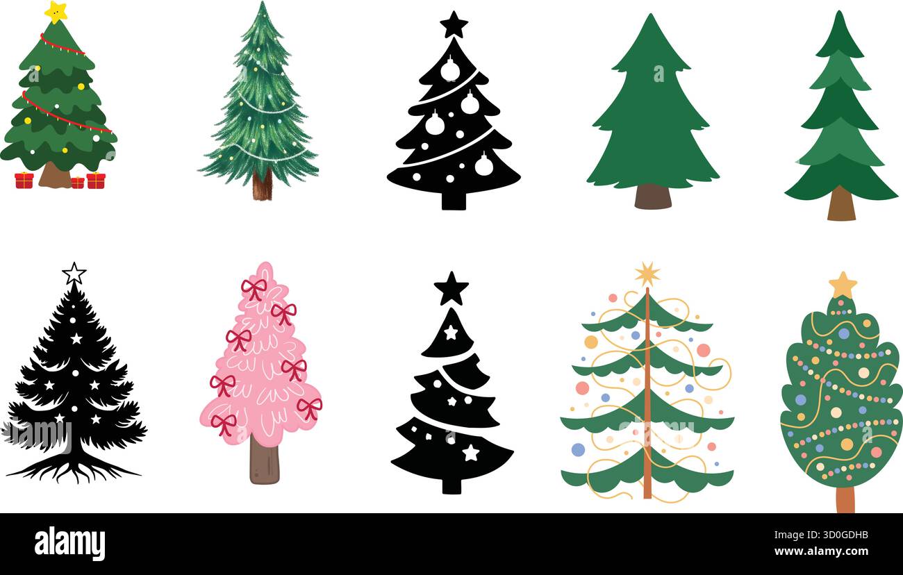 Collection holiday decorations trees Stock Vector Images - Alamy