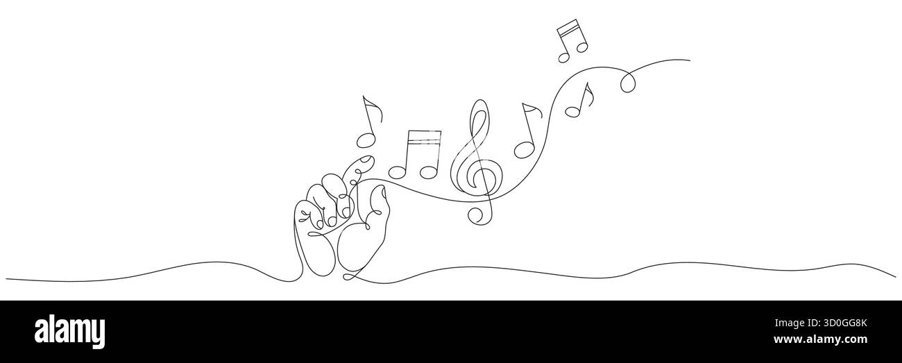 One continuous line drawing of musical notes. Editable stroke. Vector ...