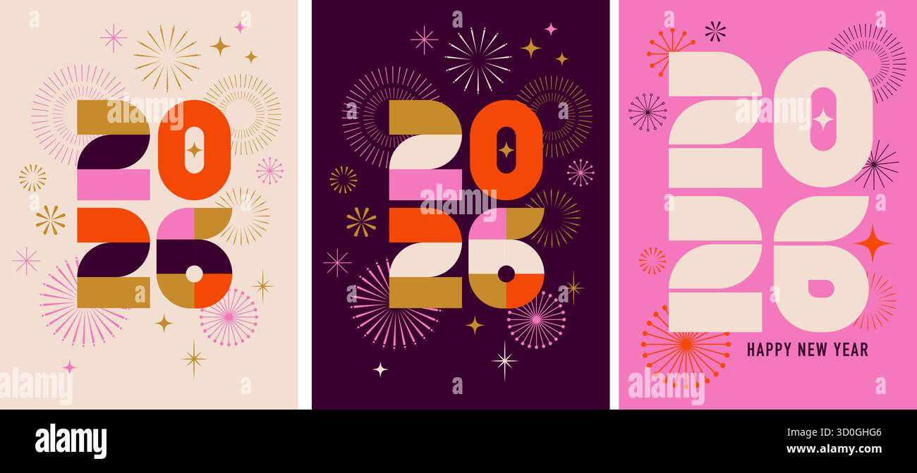 Colorful geometric New Year 2026 banner Stock Vector Image & Art - Alamy