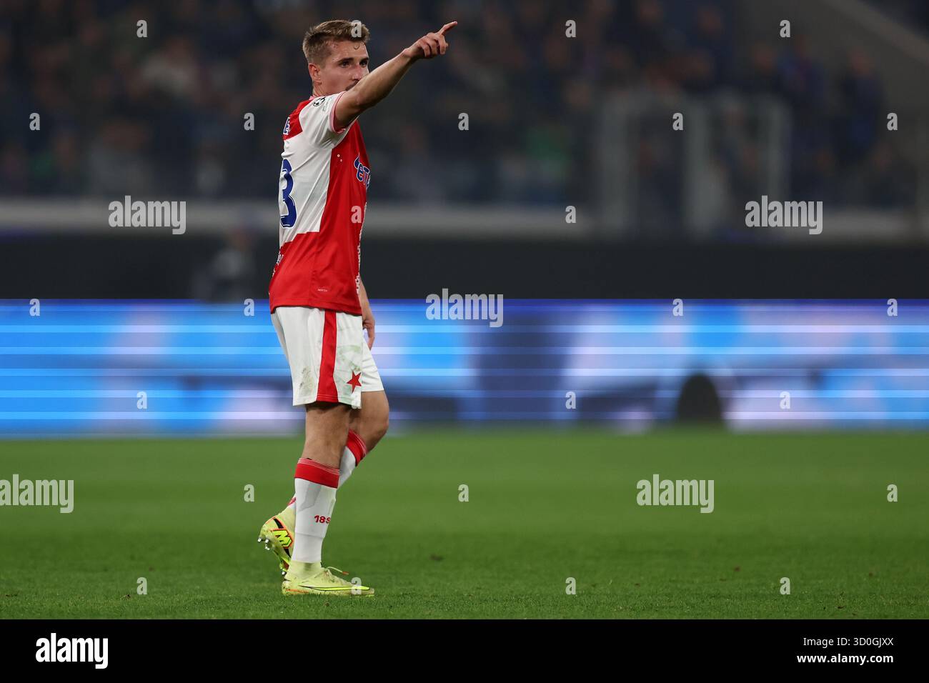 Bergamo, Italy. 22nd Oct, 2025. Michal Sadilek of SK Slavia Praha ...