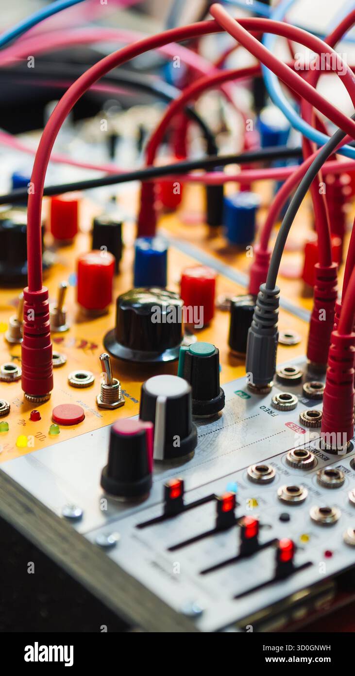 Analogue modular synthesizer. Concept for music production, sound ...