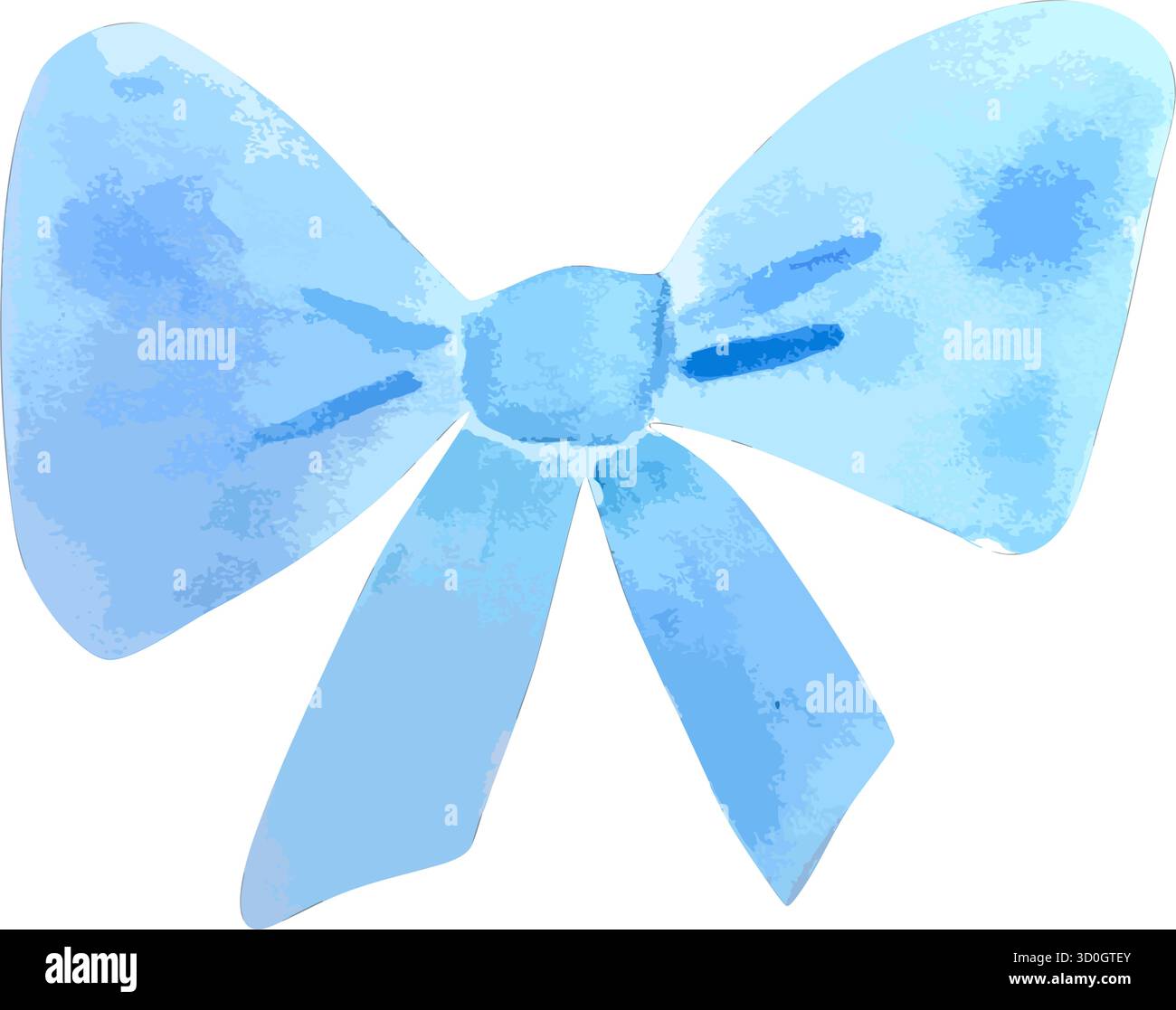 Collection of hand painted blue bows in watercolor style on white ...