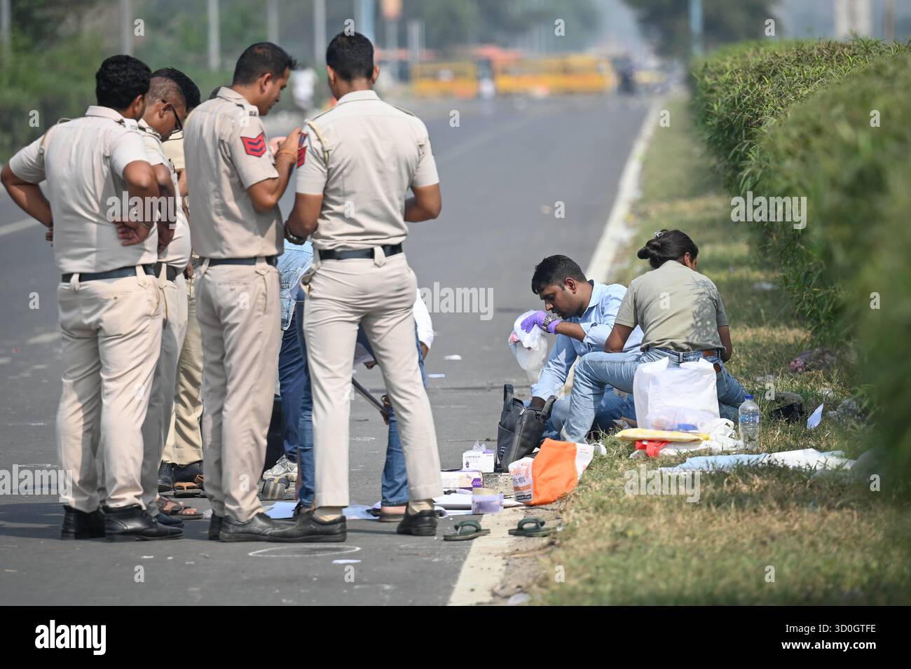 NEW DELHI, INDIA - OCTOBER 23: Delhi Police officials, along with a ...