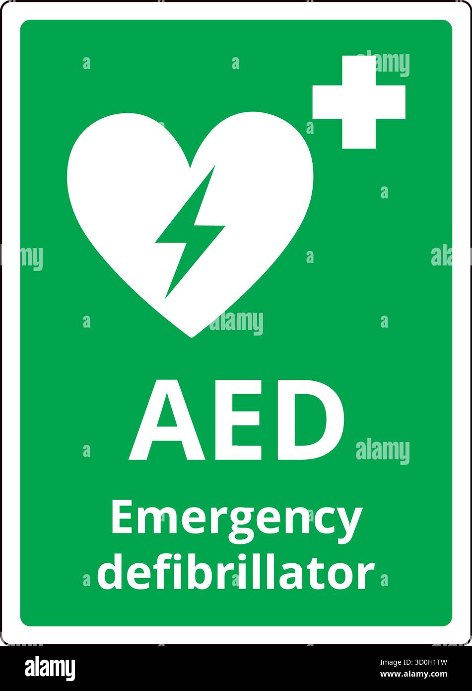 AED emergency defibrillator sign isolated on a white background Stock ...