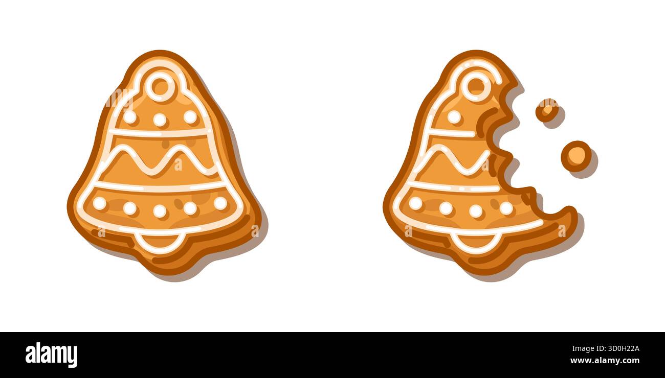 Gingerbread Bell Cookie Illustration Stock Vector Image & Art - Alamy