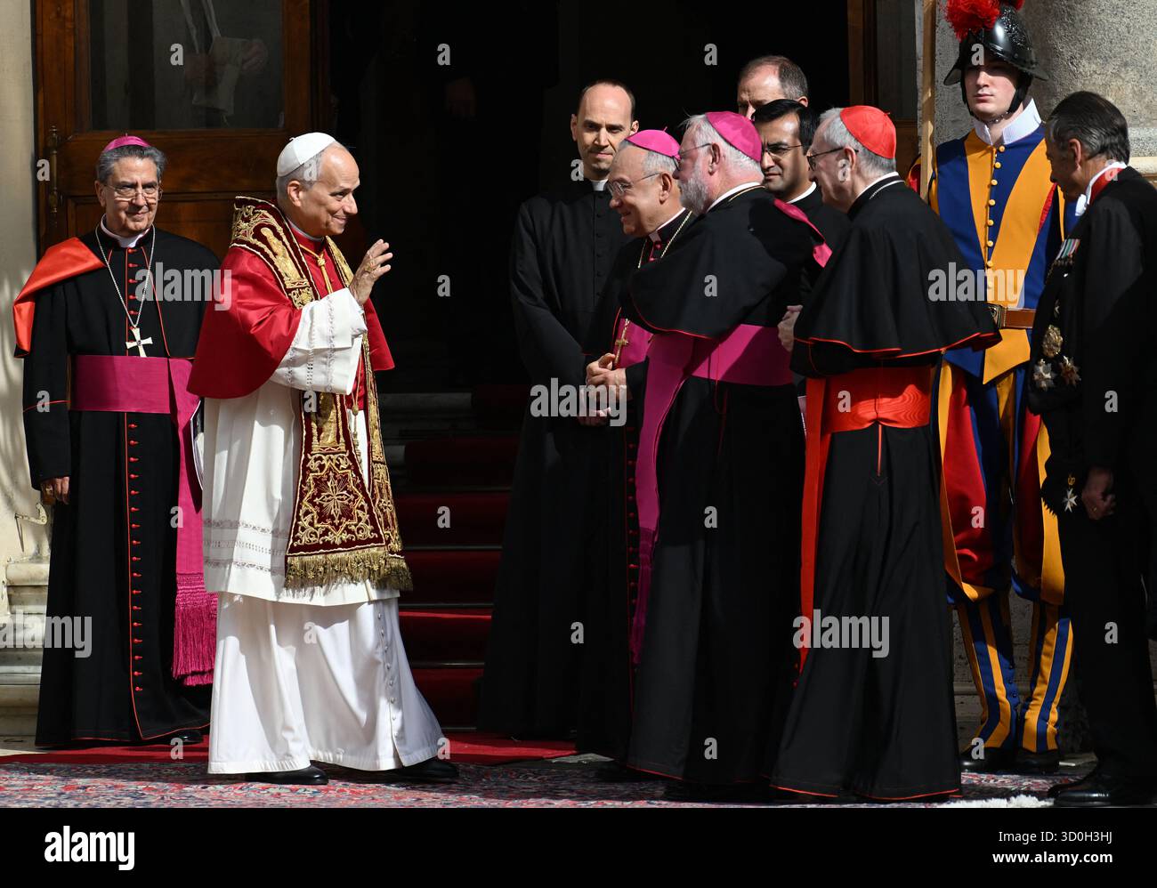 Pope Leo XIV talks with collaborators, bishops and cardinal Pietro ...