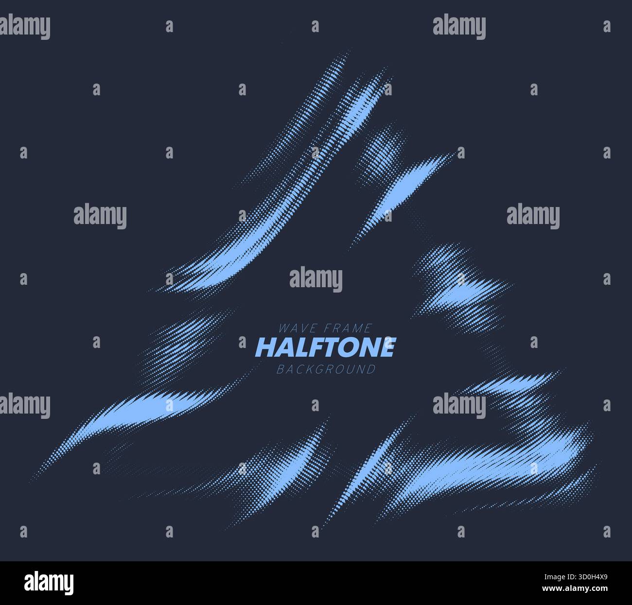 Abstract vector torn halftone fluid wavy triangle frame. Scratched ...