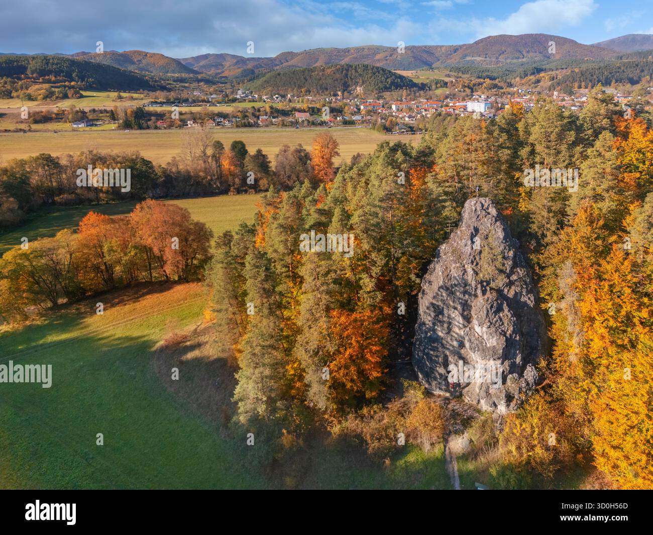 Aerial view of Driekynska skala, a majestic rock formation amidst a ...