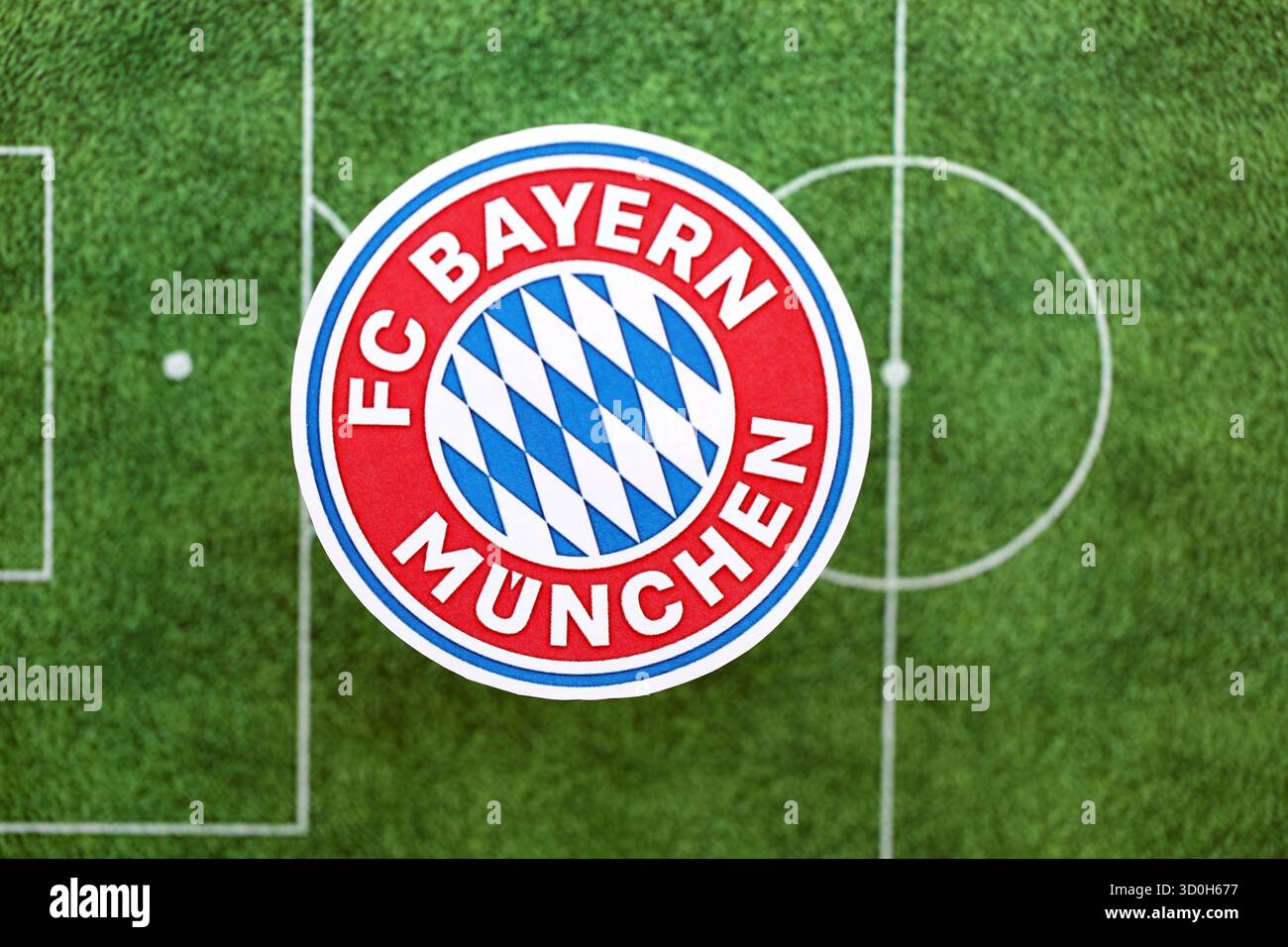 KYIV, UKRAINE - FEBRUARY 23, 2025 FC Bayern Munich football club badge ...