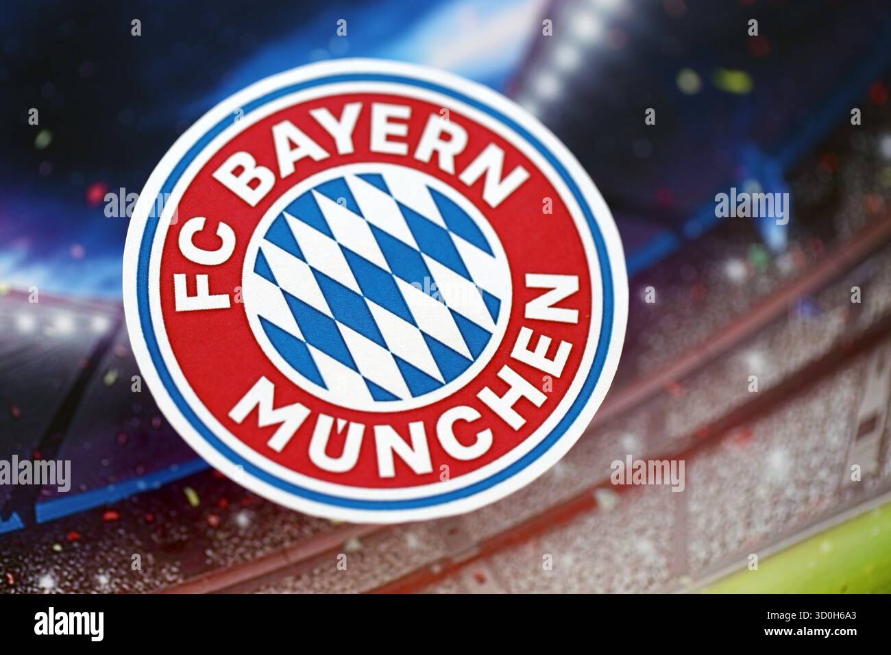 KYIV, UKRAINE - FEBRUARY 23, 2025 FC Bayern Munich football club badge ...