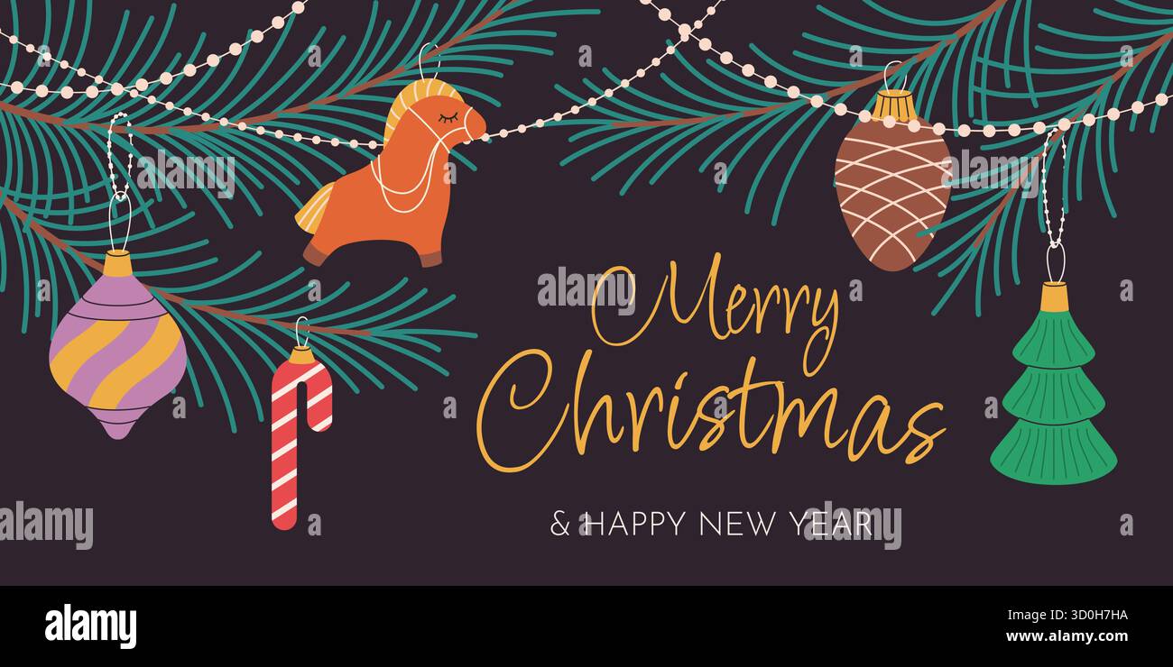 Christmas tree hanging ornaments Stock Vector Images - Alamy