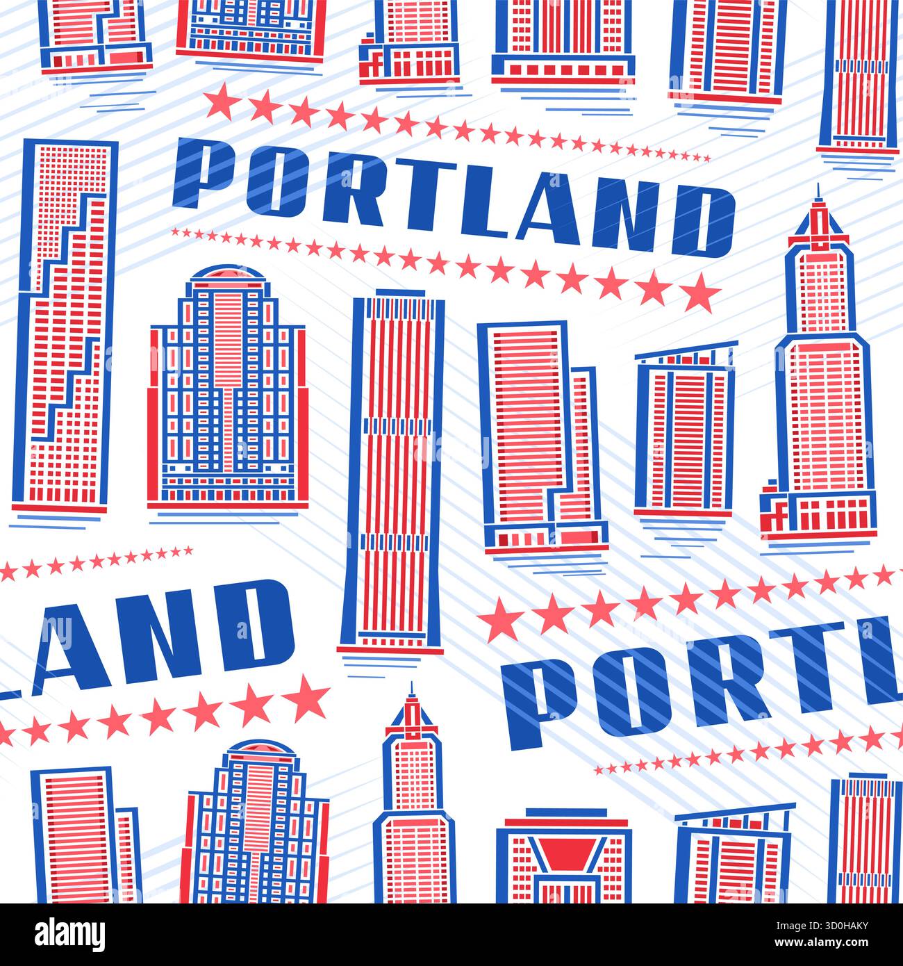 Vector Portland Seamless Pattern, urban background with outline ...