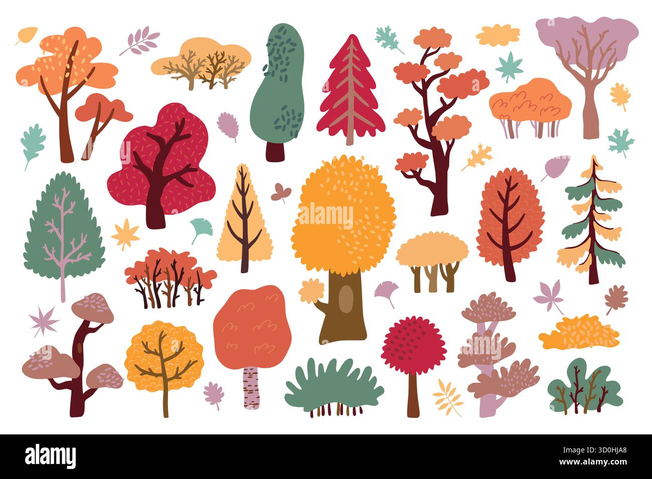 Autumn bush. Fall forest garden, maple orange leaves and park gold ...
