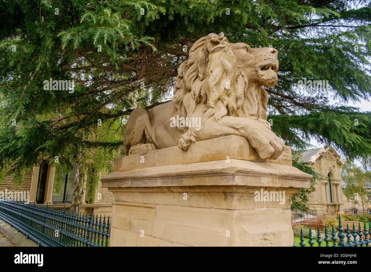 Lion statue at Salts Mill, Saltaire, Shipley, was commissioned by Titus ...