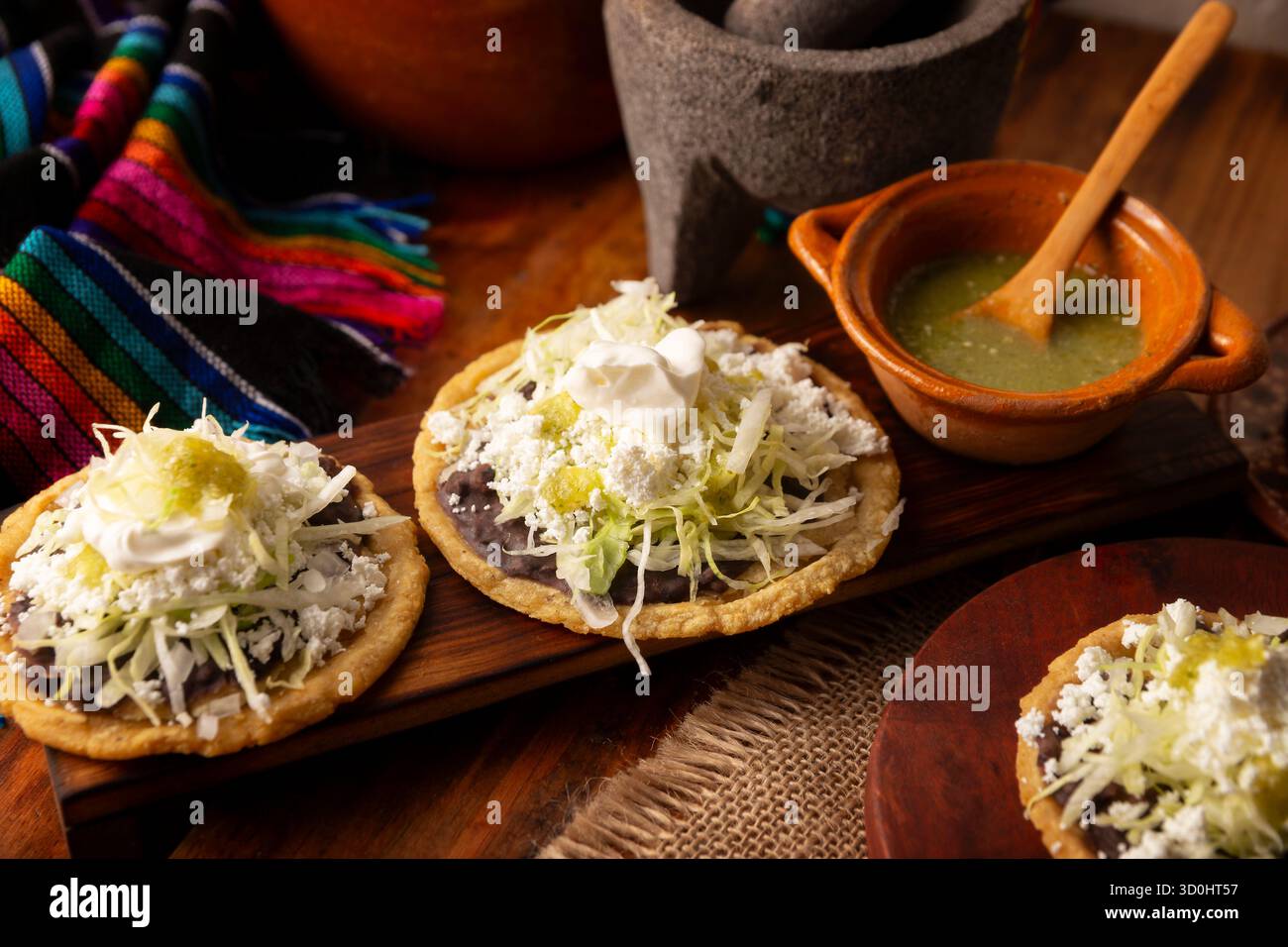 Sopes. Mexican typical food prepared with flattened fried corn dough ...