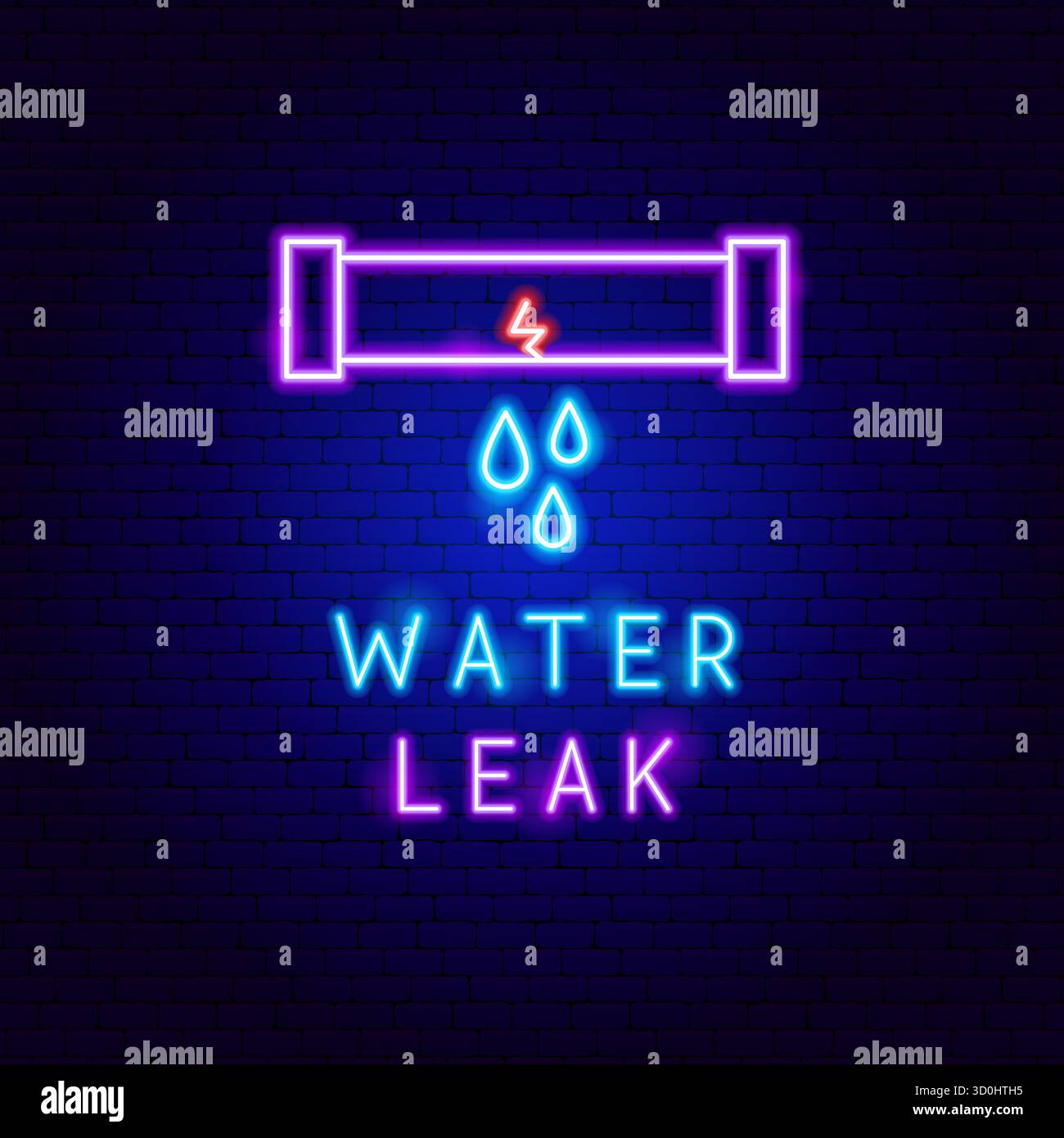 Leaking Pipe Neon Label Stock Vector Image & Art - Alamy