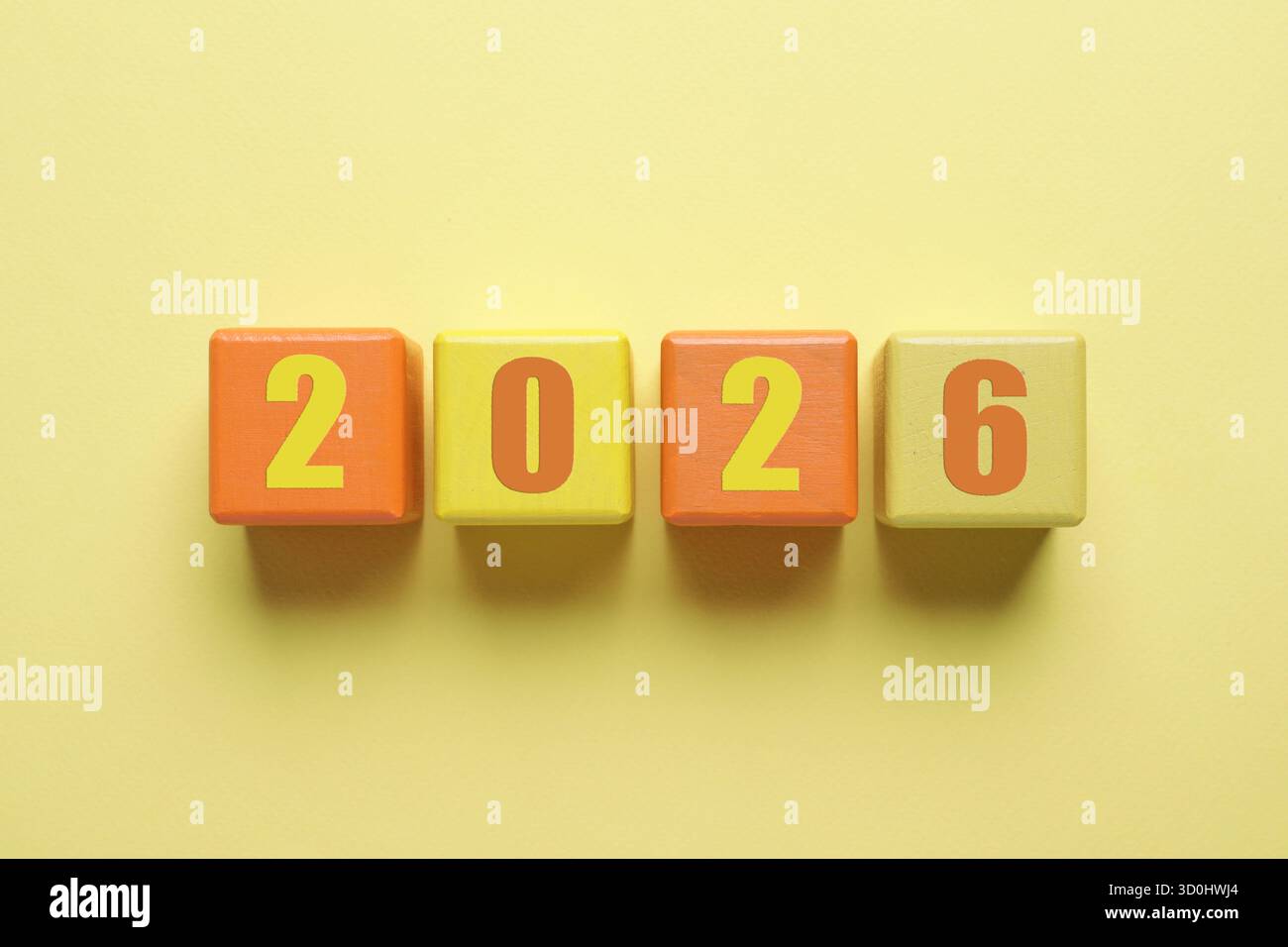 Wooden cubes numbers 2026 hi-res stock photography and images - Alamy