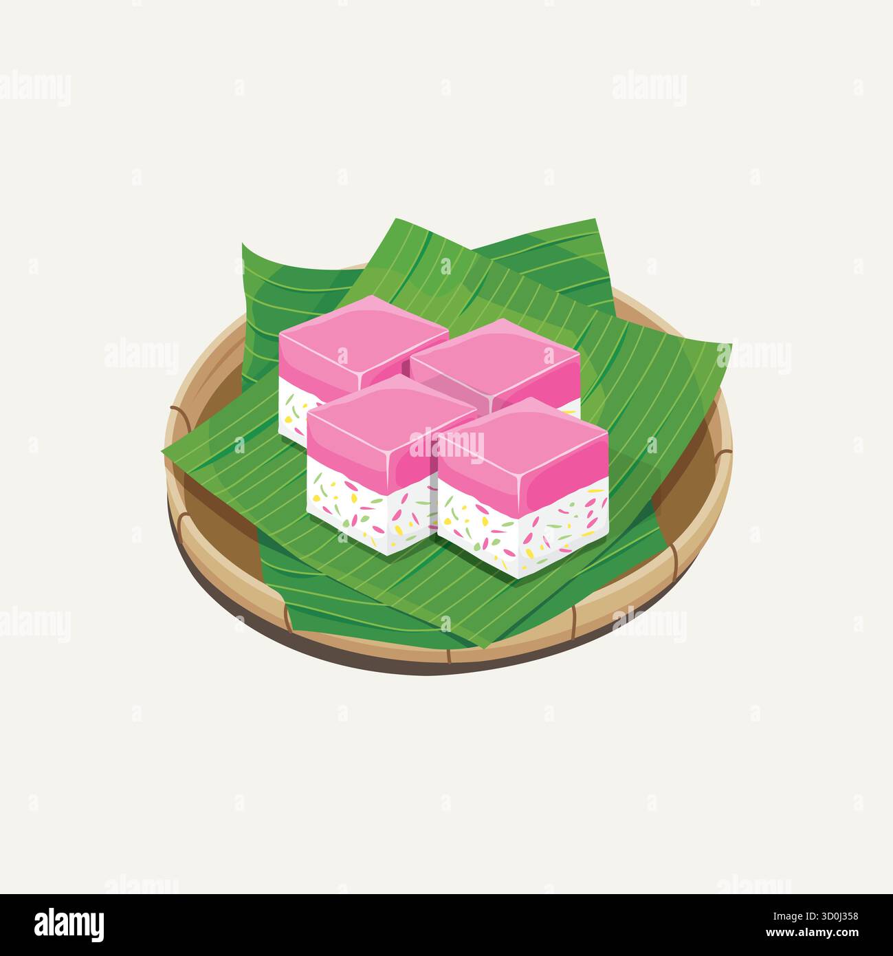 Vector illustration of Malaysia traditional dessert, Kuih Talam Caca ...