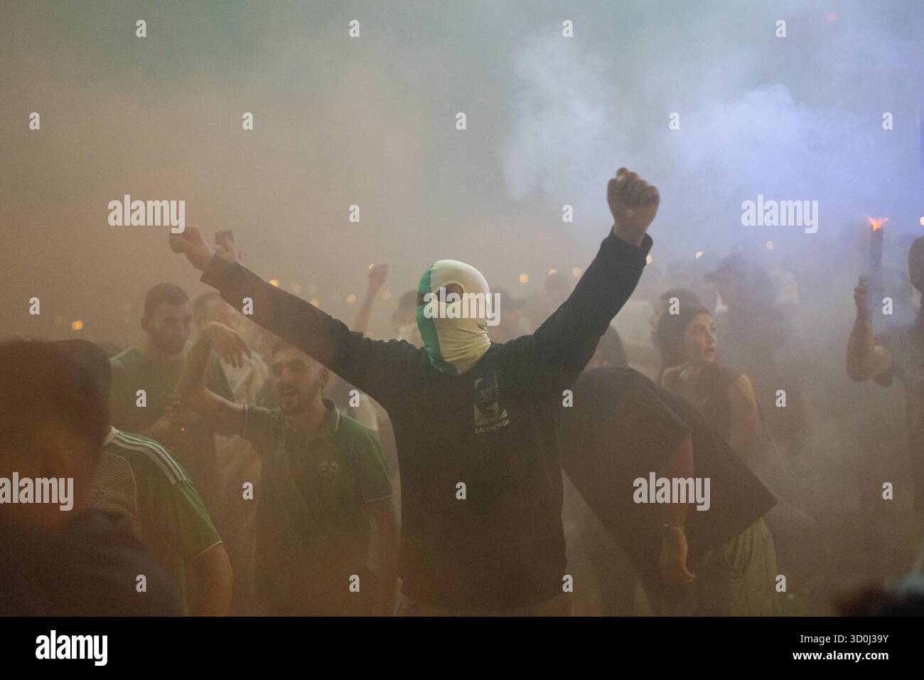 Kiryat Bialik, Israel. 23rd Oct, 2025. Maccabi Haifa fans, family and ...