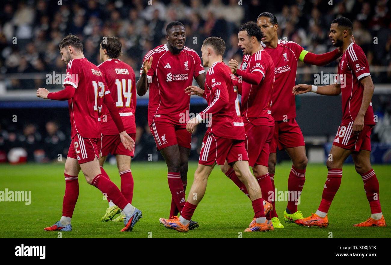 Frankfurt, Germany. 22nd Oct 2025. . Goal celebration: Ibrahima Konate ...