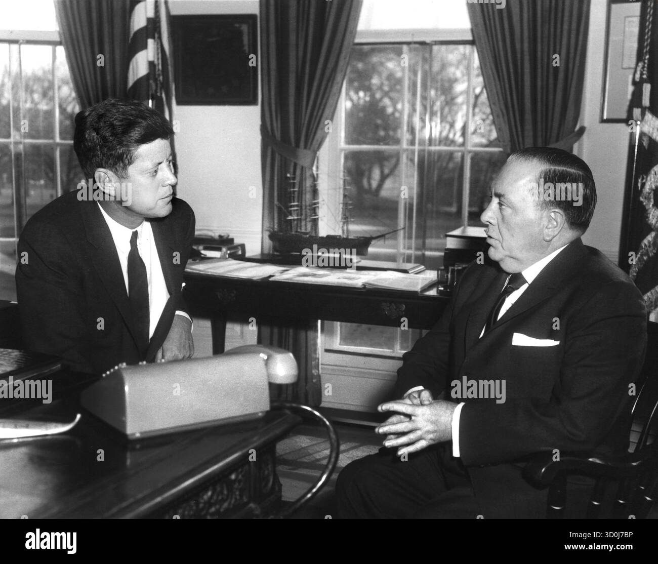 U.S. President John F. Kennedy meeting with Mayor Richard J. Daley of ...