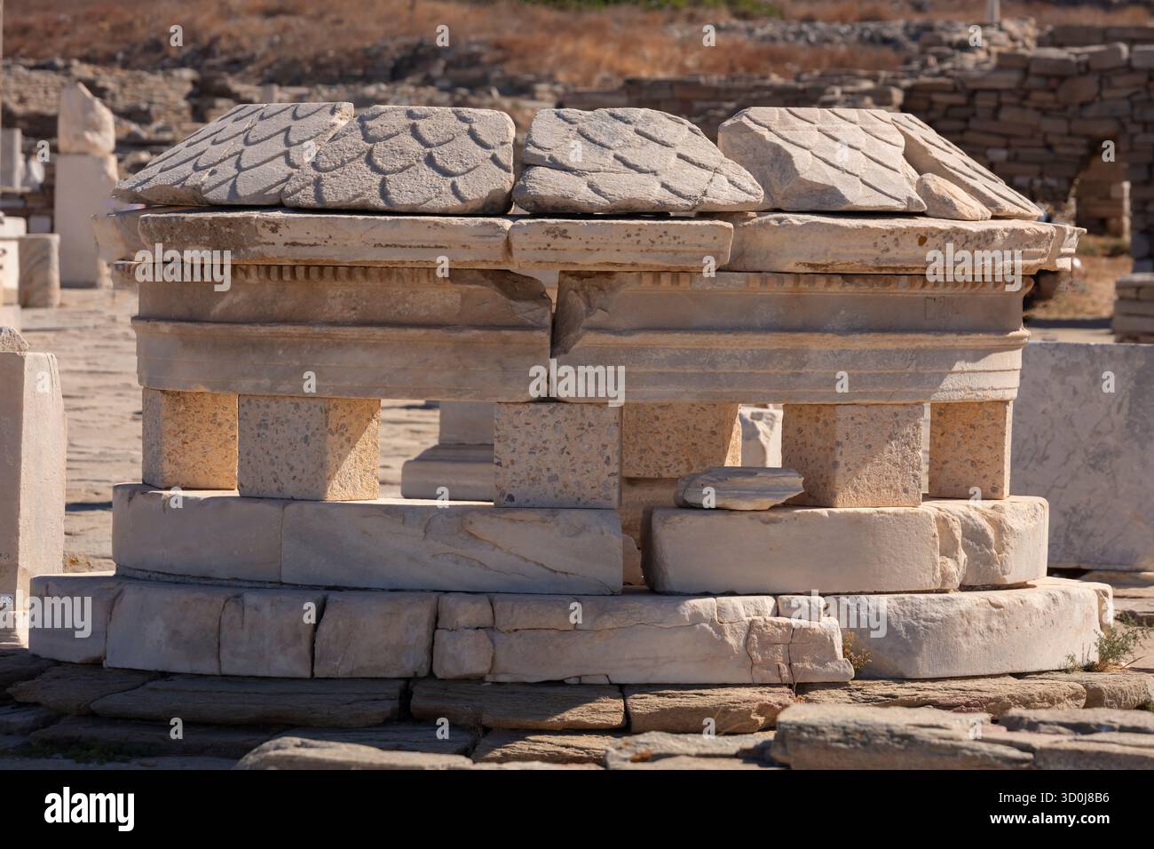 The World Heritage site of Delos island contains ancient Greek ruins ...