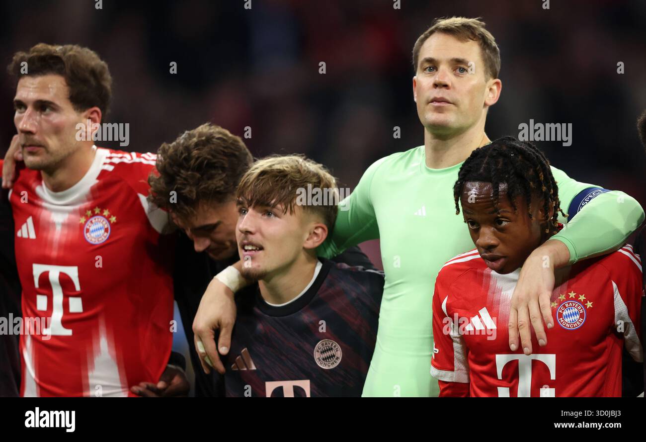 Mike Wisdom of FC Bayern Muenchen Lennart Karl of Bayern Muenchen ...