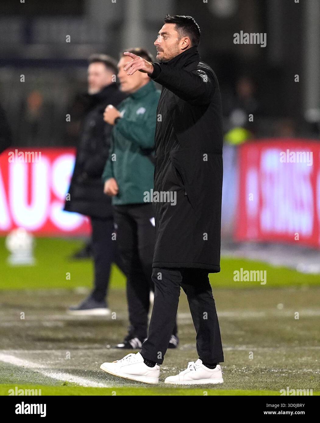Celje manager Albert Riera on the touchline during the UEFA Conference ...