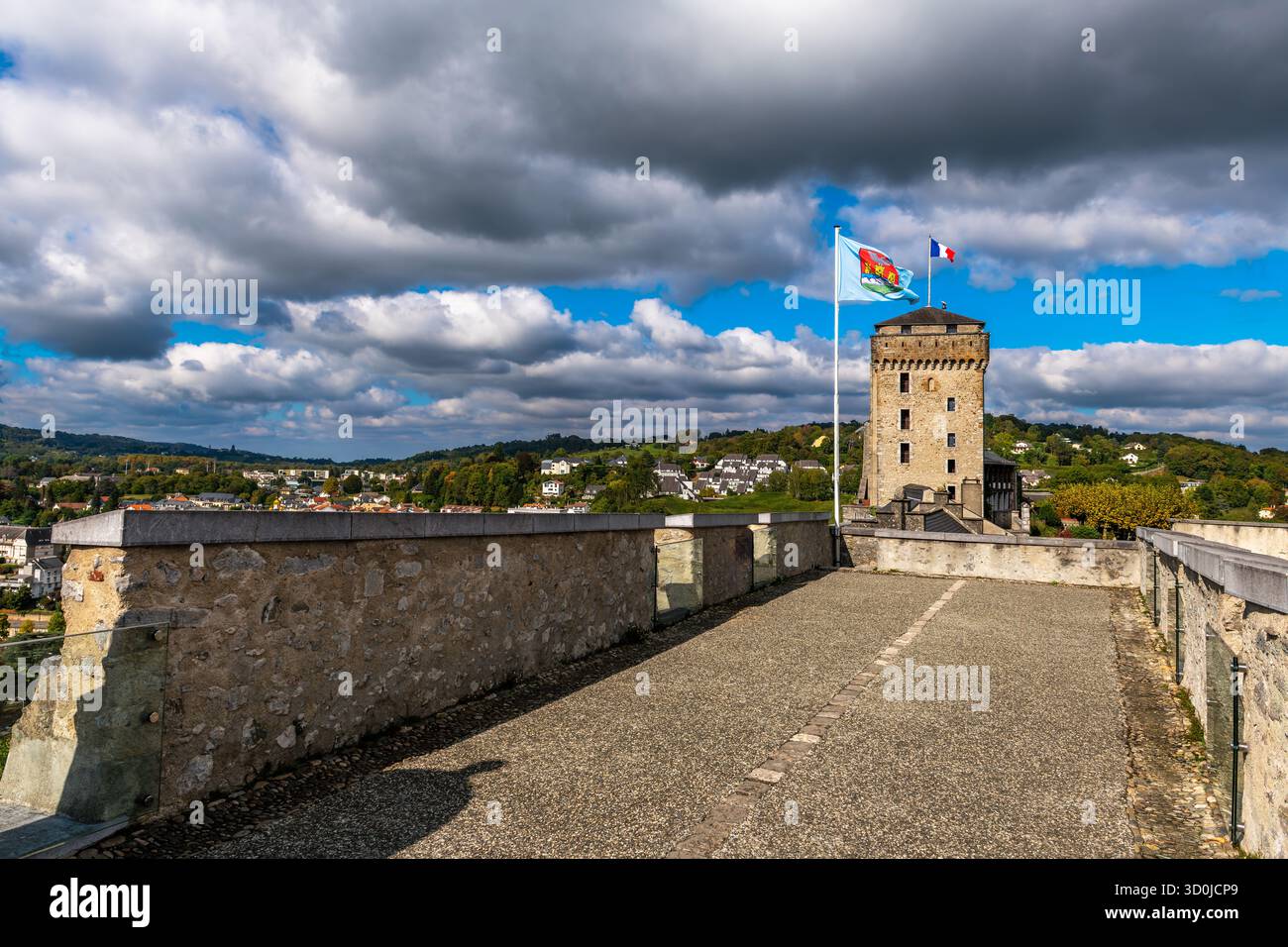Medieval castle of Lourdes, in the Hautes Pyrenees, Occitanie, France ...