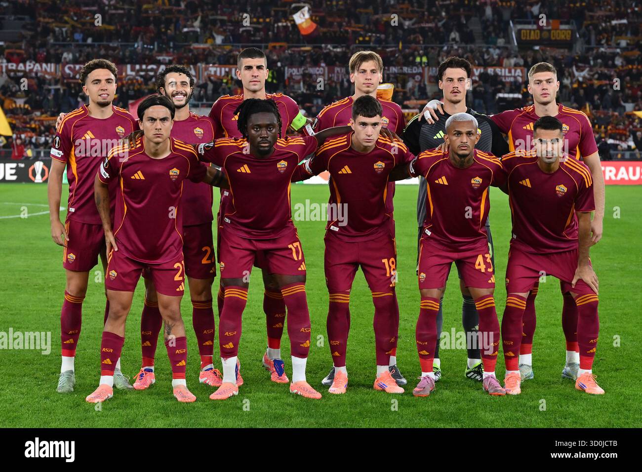 Rome, Italy. 23rd Oct, 2025. A.S. Roma players pose for a team photo ...