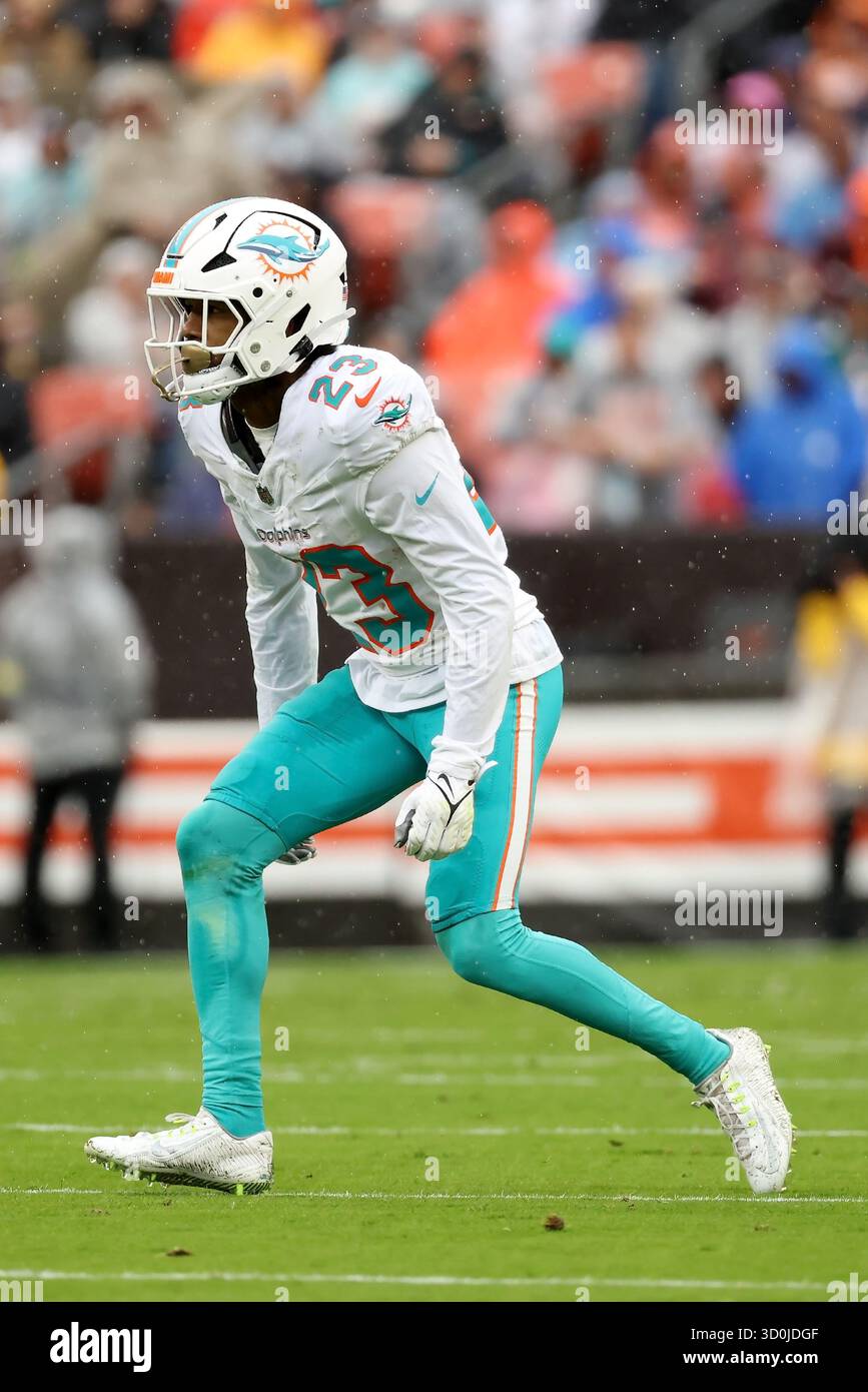 Miami Dolphins cornerback Jack Jones (23) runs after the ball during an ...