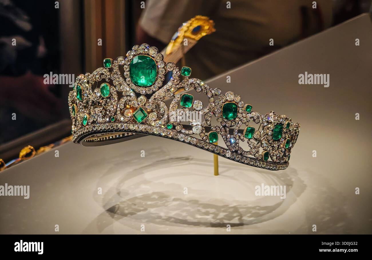 Royal crown with colorful jewels. Symbol of monarchy Stock Photo - Alamy