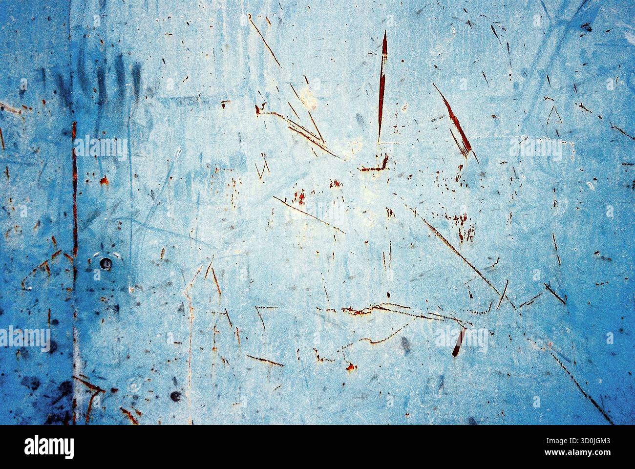 Abstract textured composition of a transformer station door in cyan ...