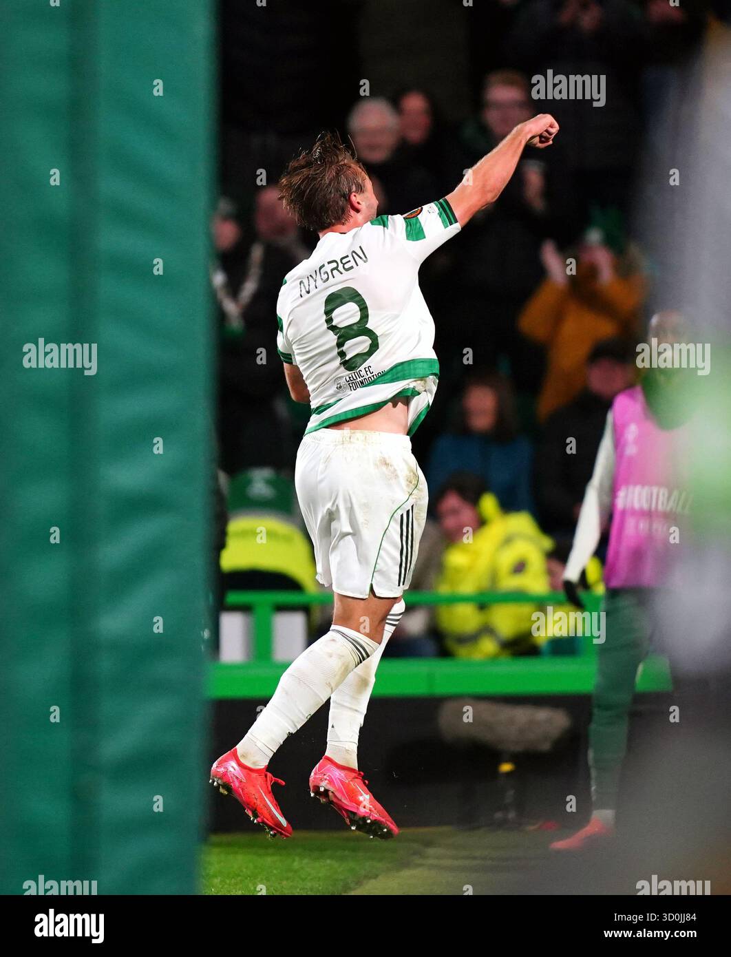 Celtic's Benjamin Nygren celebrates scoring their side's second goal of ...