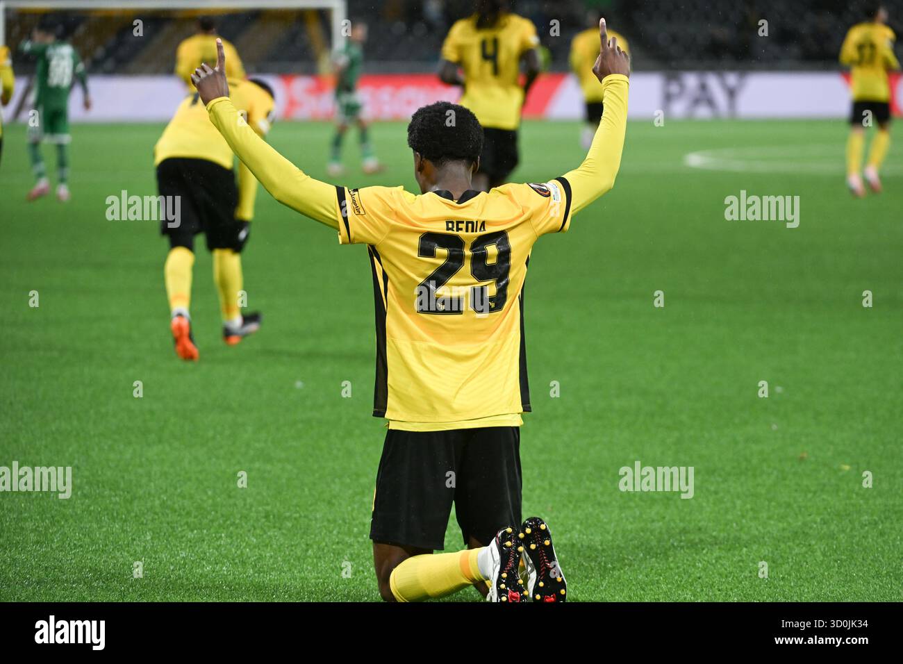 BERN, SWITZERLAND - OCTOBER 23: Chris Bedia of Young Boys celebrating ...