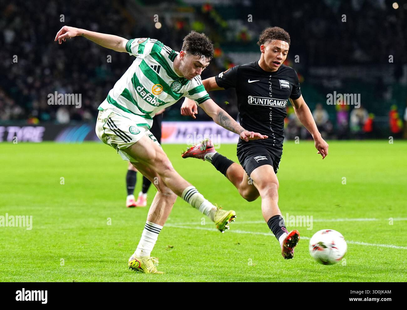 Celtic's Colby Donovan and Sturm Graz's Jacob Peter Hodl battle for the ...