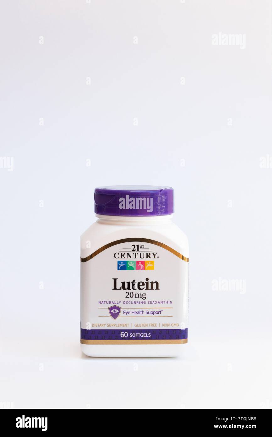 Lutein bottle of softgels for vision & eye health; Antioxidant ...