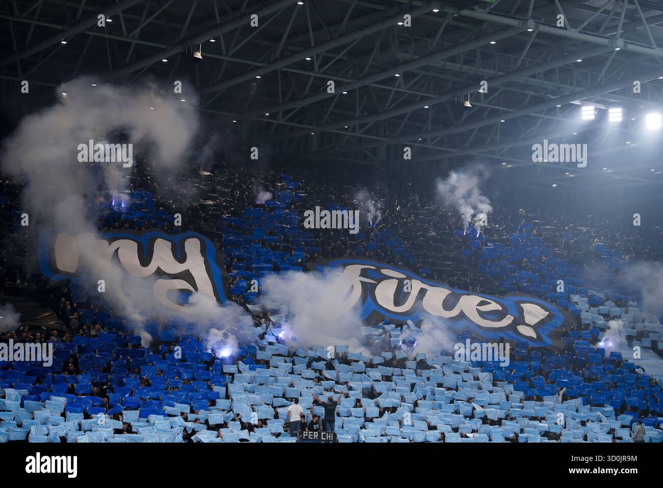 Fans of Atalanta BC show their support prior to the UEFA Champions ...