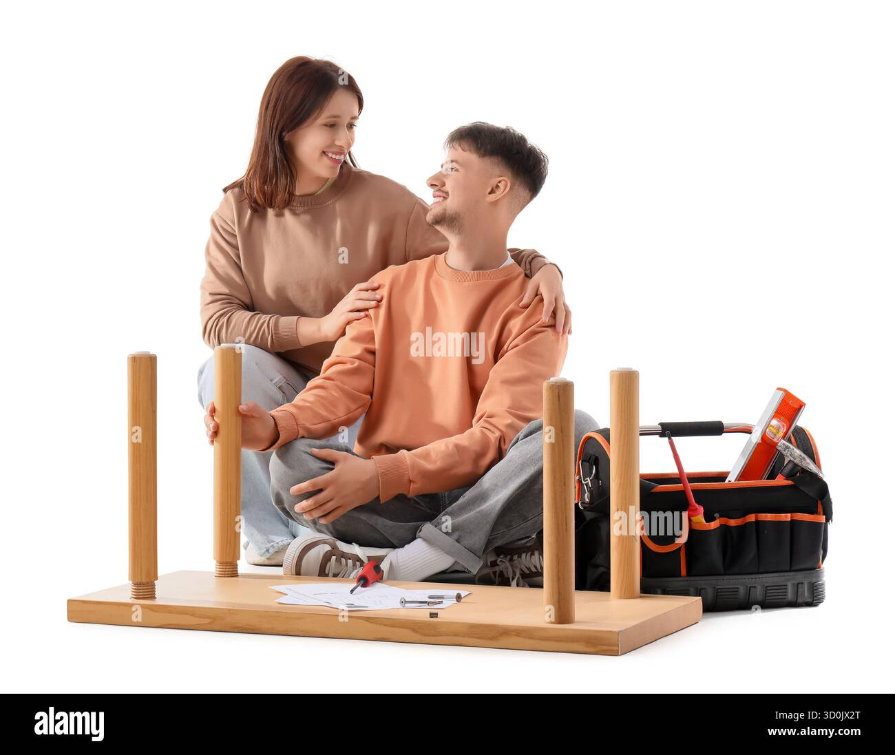 Couple sitting on the bench Cut Out Stock Images & Pictures - Alamy